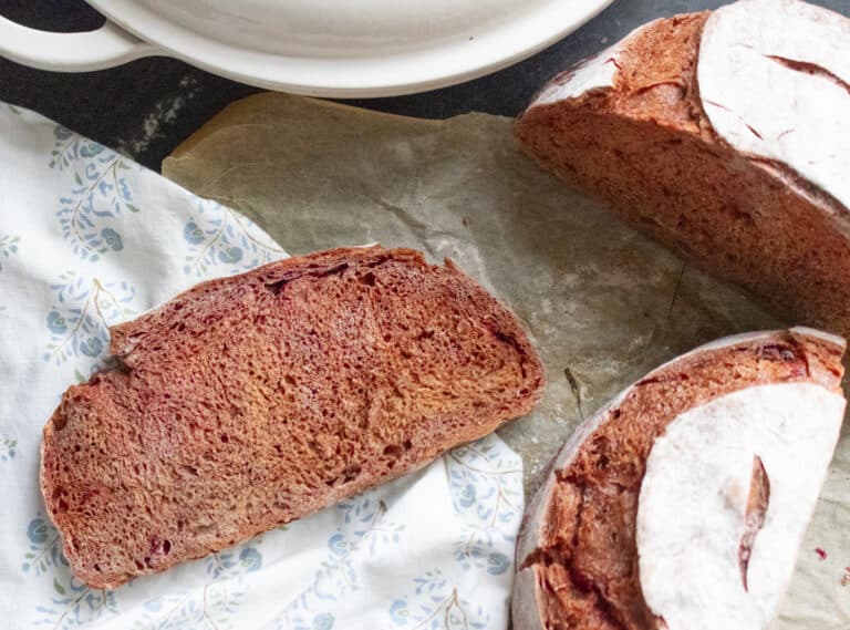 Perfect Pink Sourdough Bread made with Beetroot Powder - Hopewell Heights