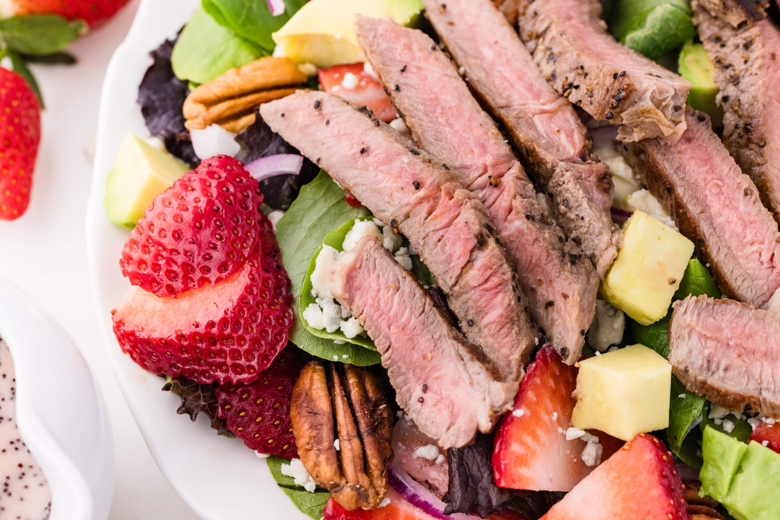 Strawberry Steak Salad with Kefir Poppy Seed Vinaigrette - Hopewell Heights
