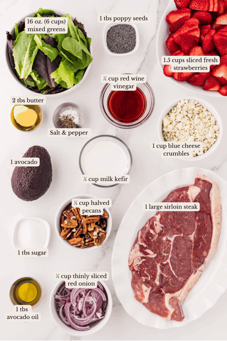 Strawberry Steak Salad with Kefir Poppy Seed Vinaigrette - Hopewell Heights
