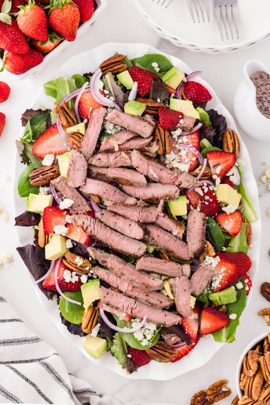 Strawberry Steak Salad with Kefir Poppy Seed Vinaigrette - Hopewell Heights