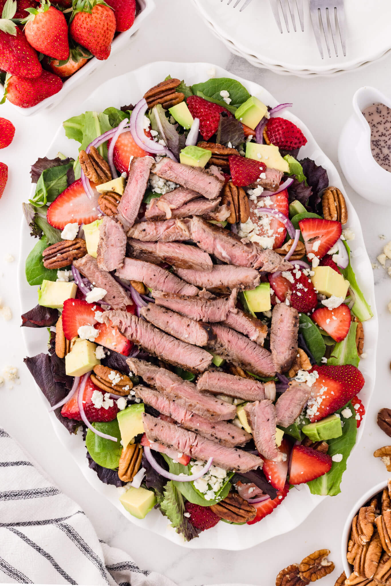 Strawberry Steak Salad with Kefir Poppy Seed Vinaigrette - Hopewell Heights